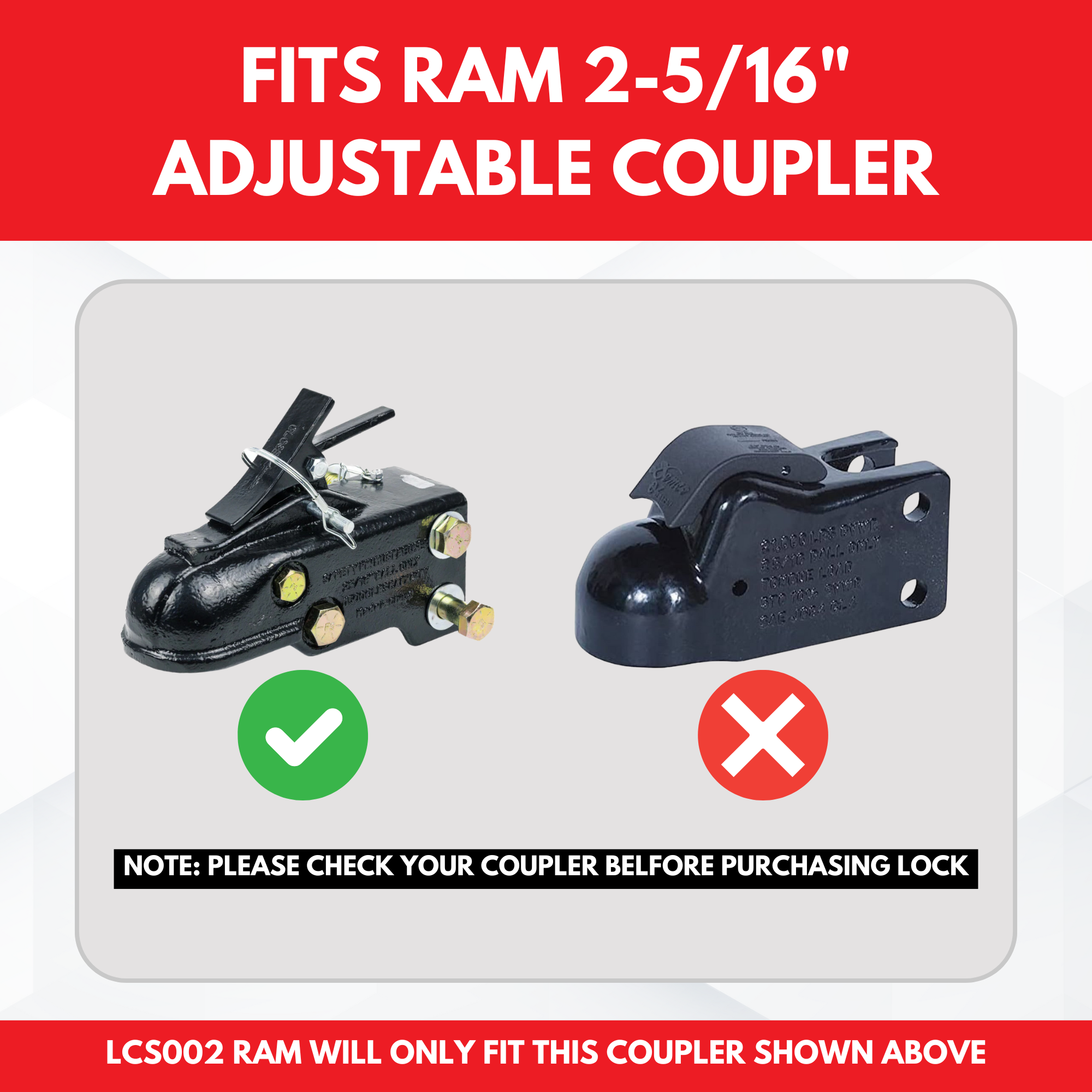 LCS002 RAM Adjustable Coupler Lock | S5 Coupler Locks